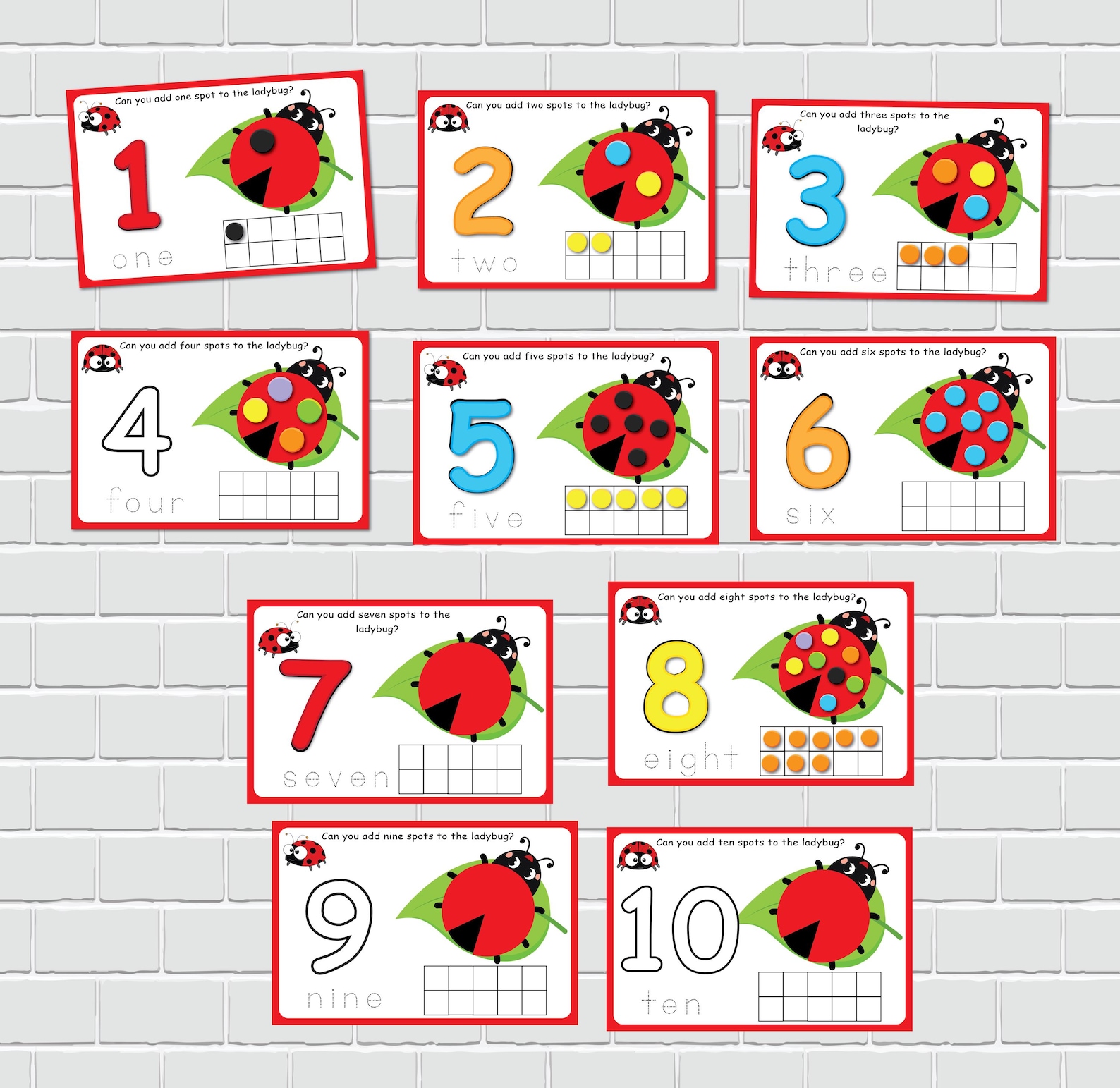 Ladybug Play Dough Mats, 1-10 Numbers Play Doh Activity, Preschool Fine ...