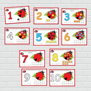 Ladybug Play Dough Mats, 1-10 Numbers Play Doh Activity, Preschool Fine ...