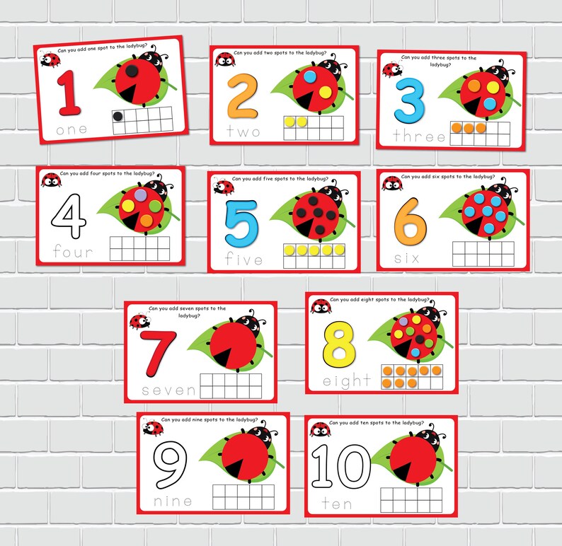 Ladybug Play Dough Mats, 1-10 Numbers Play Doh Activity, Preschool Fine ...