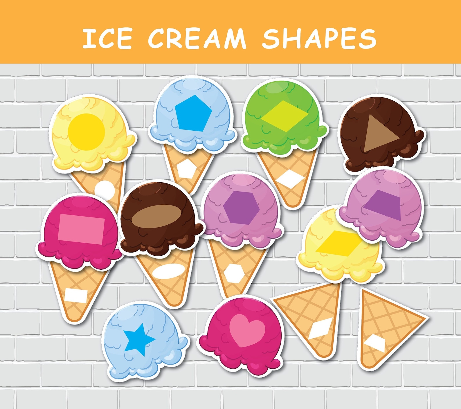 Ice Cream Shapes Matching Activity. Toddlers Sort and Match - Etsy