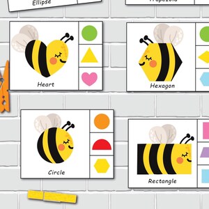 Bees 2D Shapes Clip Cards, Shapes Busy Book, File Folder Games, Special ...