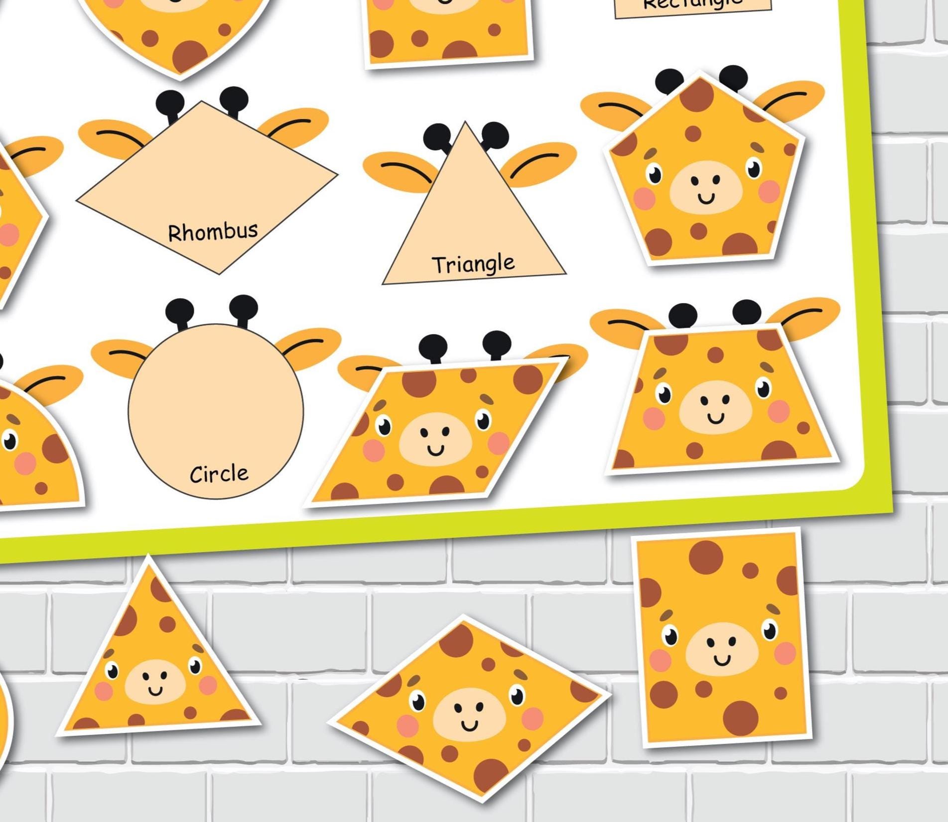 Giraffe Shape Matching Activity, 2D Shapes, Safari Busy Book Page - Etsy