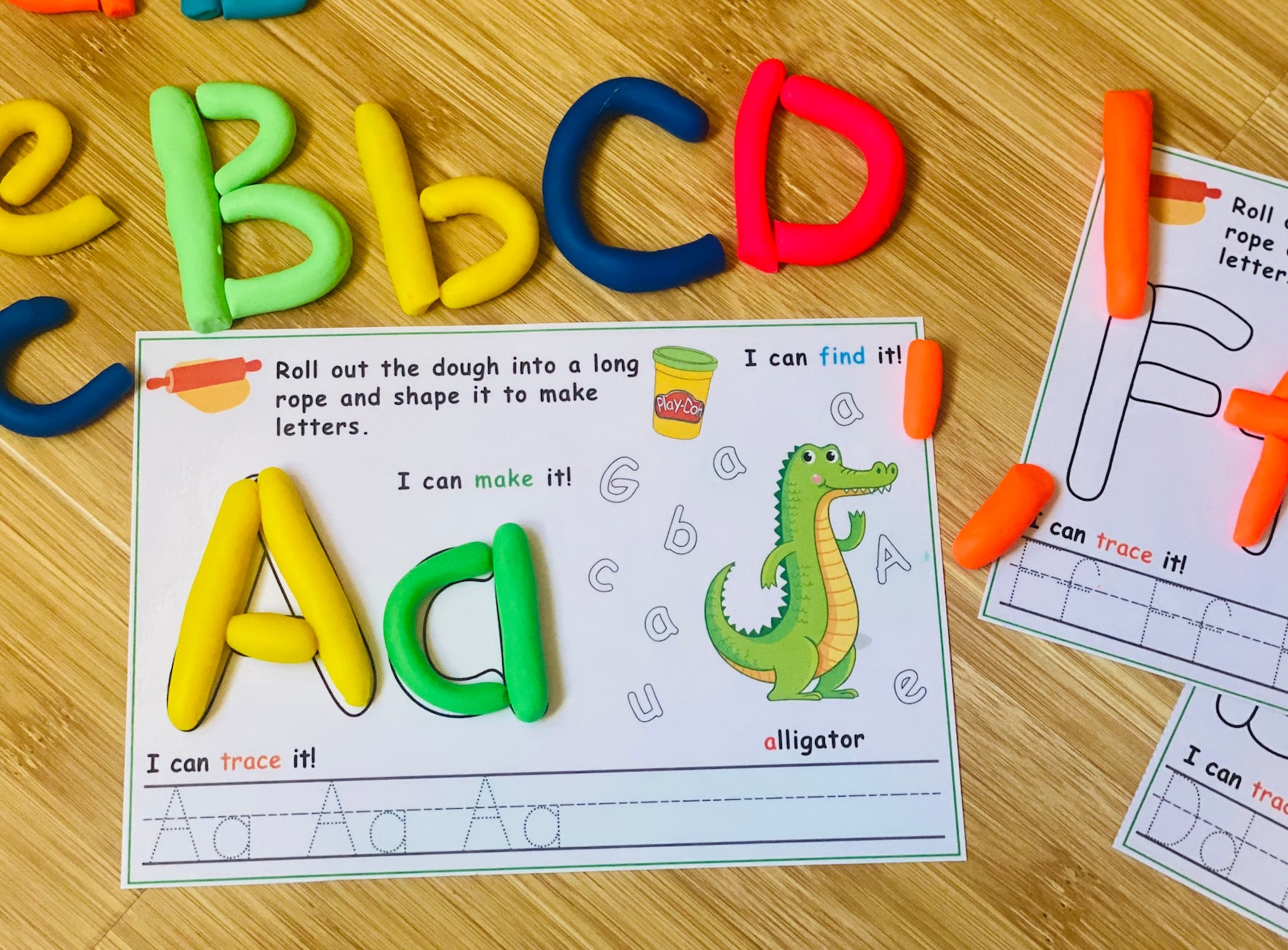 Alphabet Play Dough Mats, ABC Printable Play Doh, Preschool Activities ...