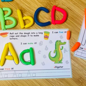 Alphabet Play Dough Mats, ABC Printable Play Doh, Preschool Activities ...