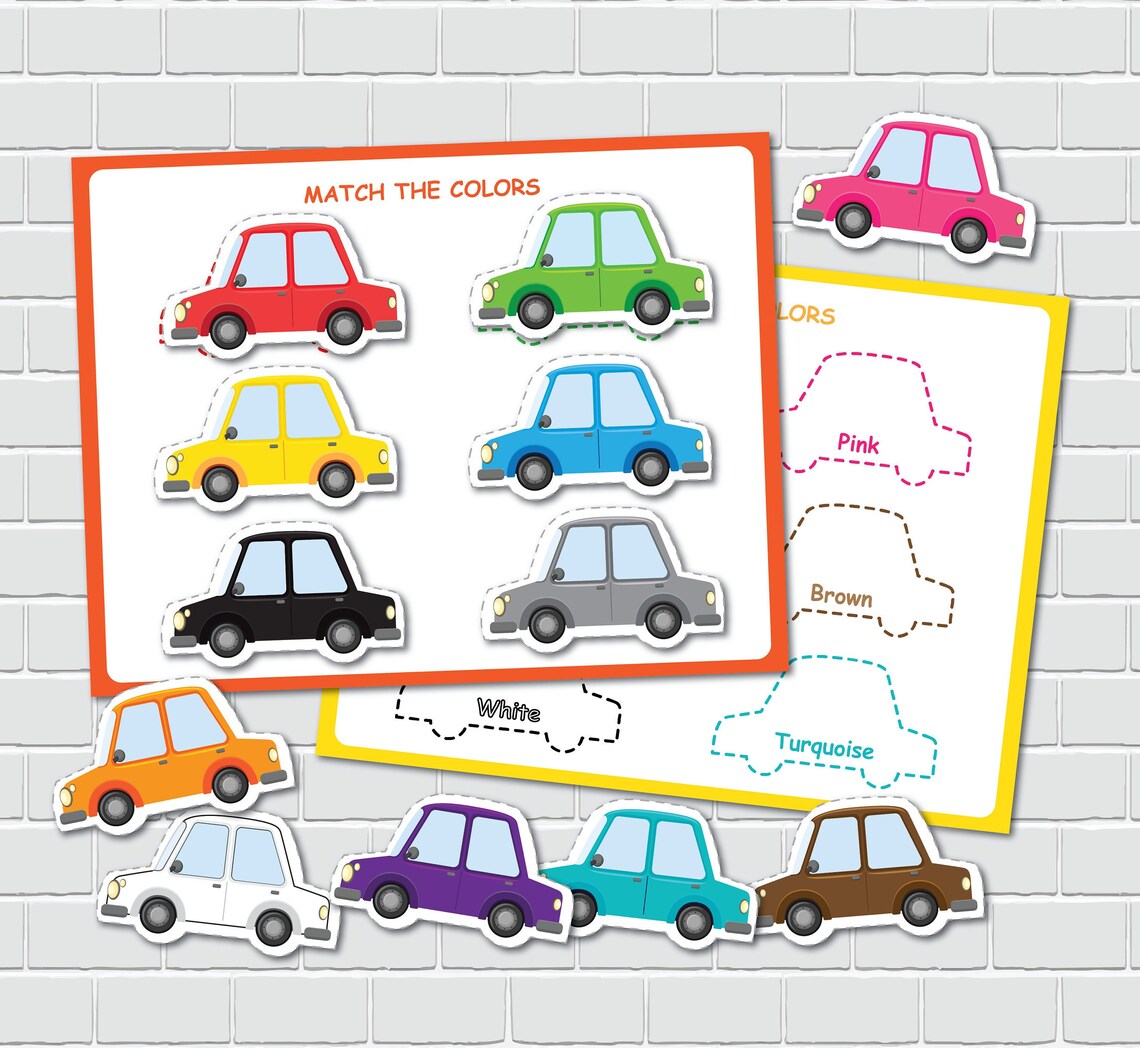 Cars Color Matching Activity for Kids, Toddler Printable, Montessori ...