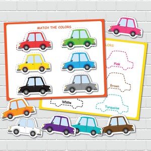 Cars Color Matching Activity for Kids, Toddler Printable, Montessori ...