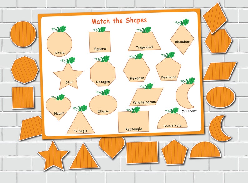 Pumpkin Shapes Matching Activity: Toddler Learning Printable (digital ...