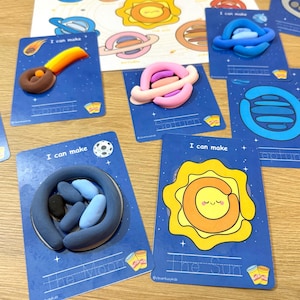 Planets Play Doh Mats, Space Theme Visual Cards, Printable Play Dough ...