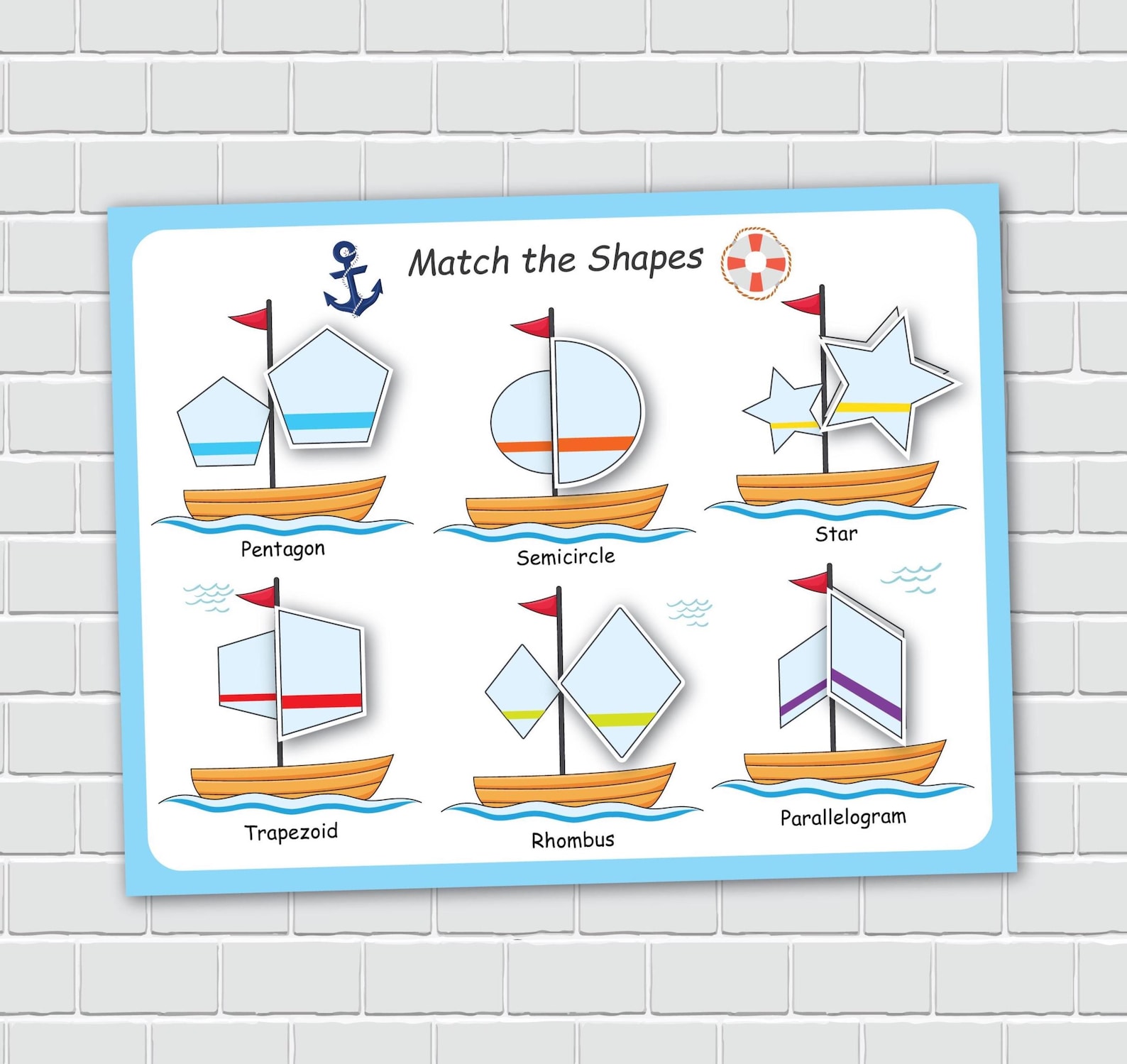Boat Shapes Matching Activity: Preschool Learning (digital Download) - Etsy