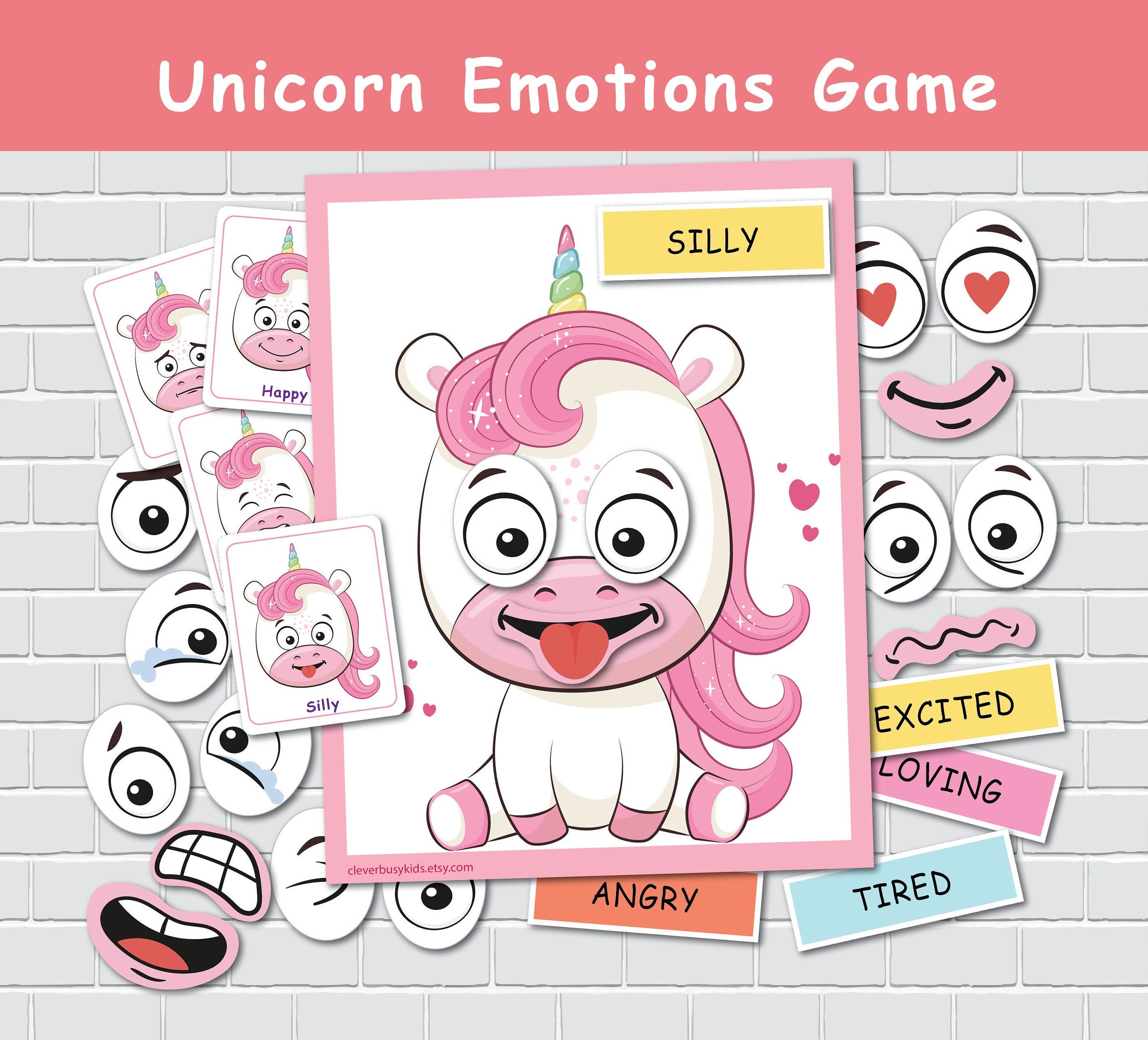 Emotions and Feelings Matching Game Unicorn Theme Activity - Etsy