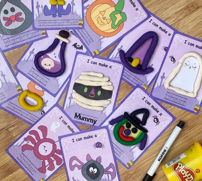 Halloween Play Dough Mats Printable Play Doh Preschool - Etsy