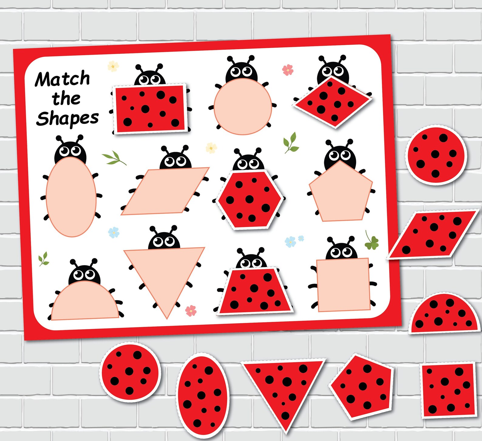 Ladybug Shape Matching Activity, 2D Shapes, Summer Busy Book Page, File ...