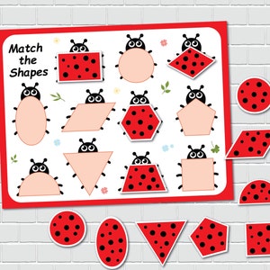 Ladybug Shape Matching Activity, 2D Shapes, Summer Busy Book Page, File ...