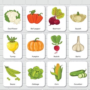 Vegetables Three Part Cards, Montessori Flashcards, Homeschool ...