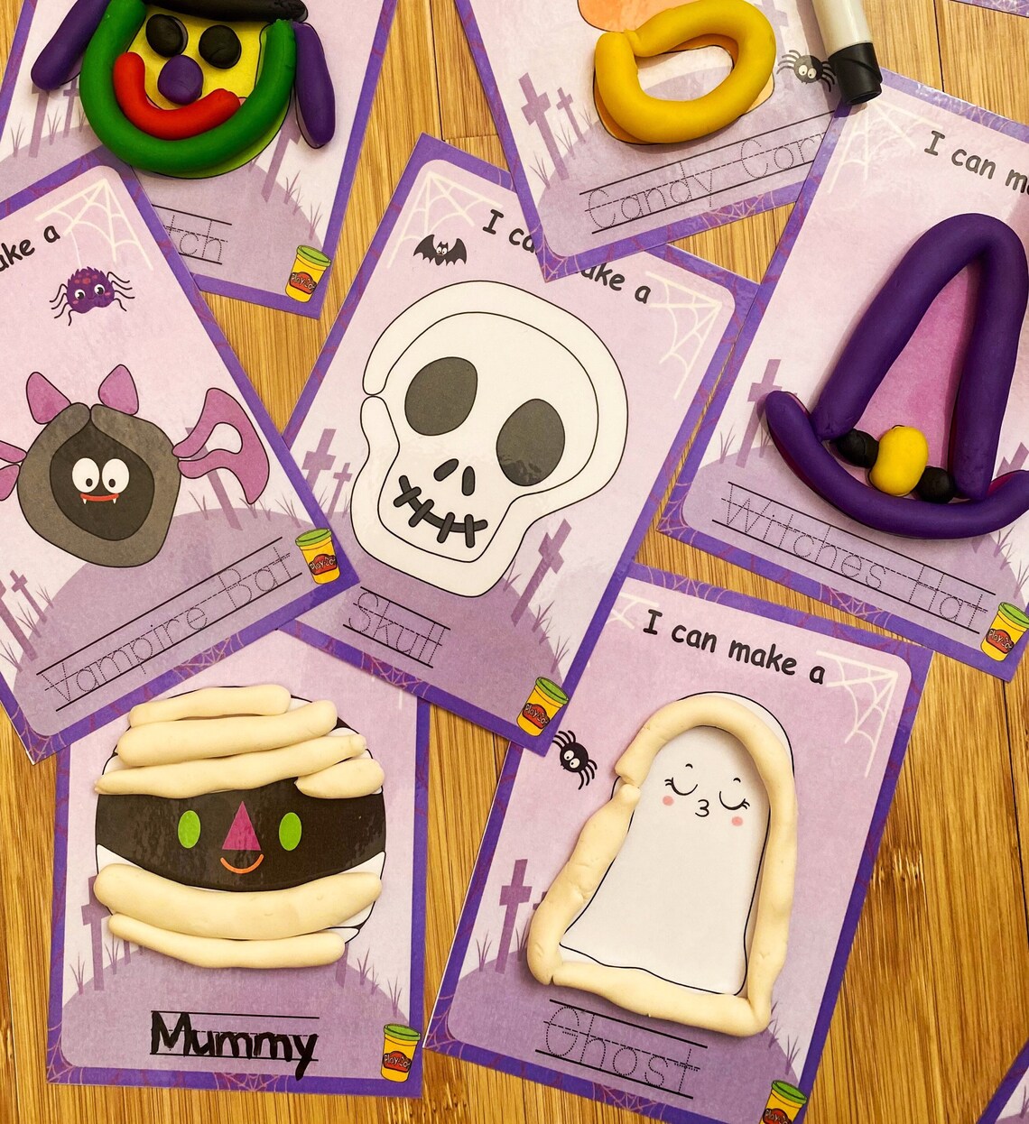 Halloween Play Dough Mats Printable Play Doh Preschool - Etsy