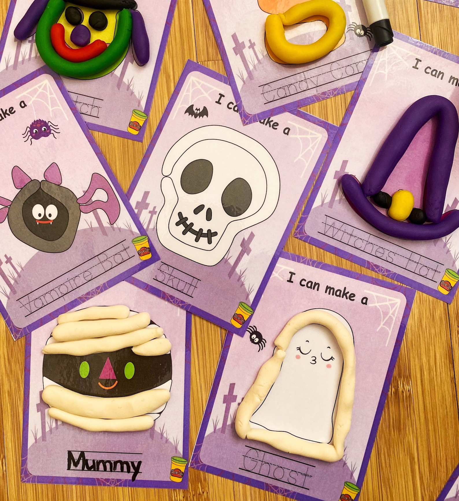 Halloween Play Dough Mats Printable Play Doh Preschool - Etsy