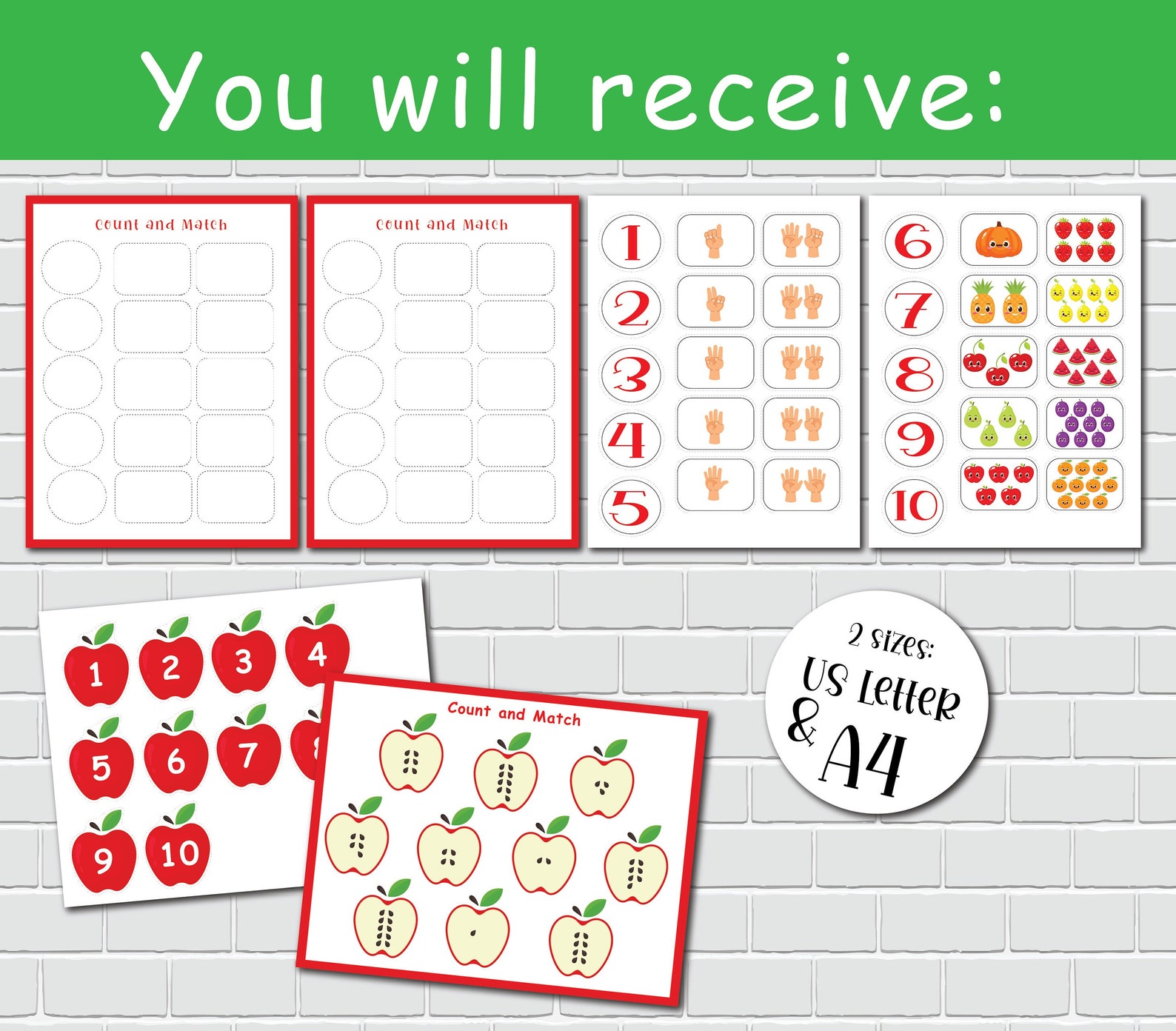 Toddler Busy Book Page Count and Match Preschool Worksheets - Etsy