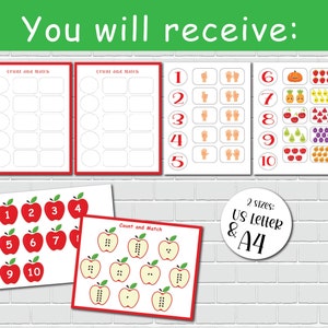 Toddler Busy Book Page Count and Match Preschool Worksheets Math ...