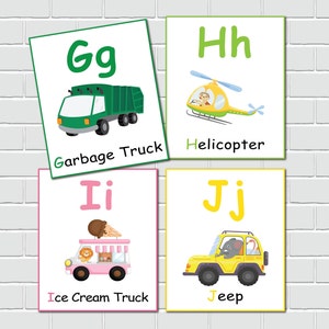 Alphabet Flashcards, Transportation Theme, ABC Printable Flash Cards ...