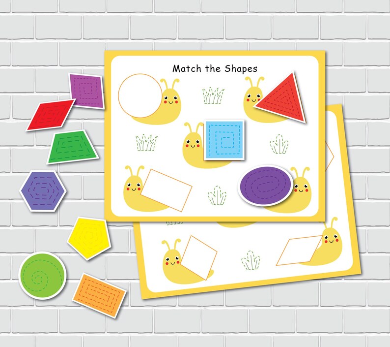 Snails Shape Matching Activity, 2D Shapes, Summer Busy Book Page, File ...