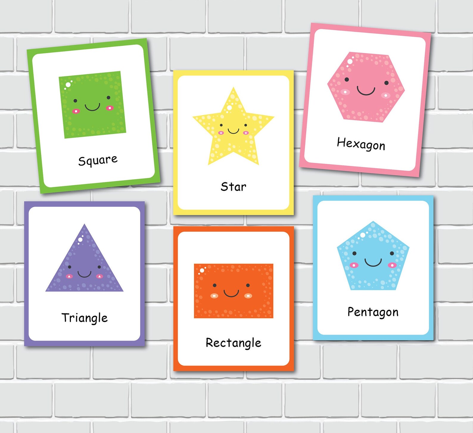 2D Shapes Flash Cards. Preschool Learning Activity. Toddler Geometric ...