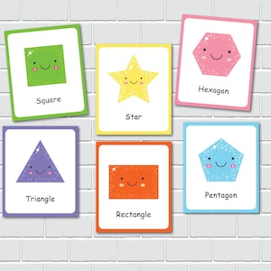 2D Shapes Flash Cards. Preschool Learning Activity. Toddler Geometric ...