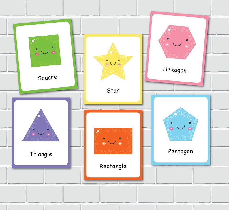 2D Shapes Flash Cards. Preschool Learning Activity. Toddler Geometric ...