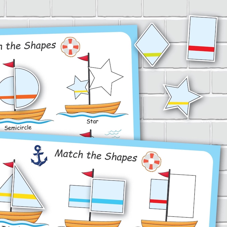 Boat Shapes Matching Activity: Preschool Learning (digital Download) - Etsy