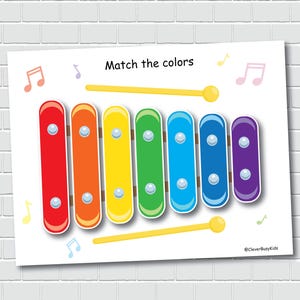 Xylophone Color Matching Activity for Kids, Toddler Printable ...