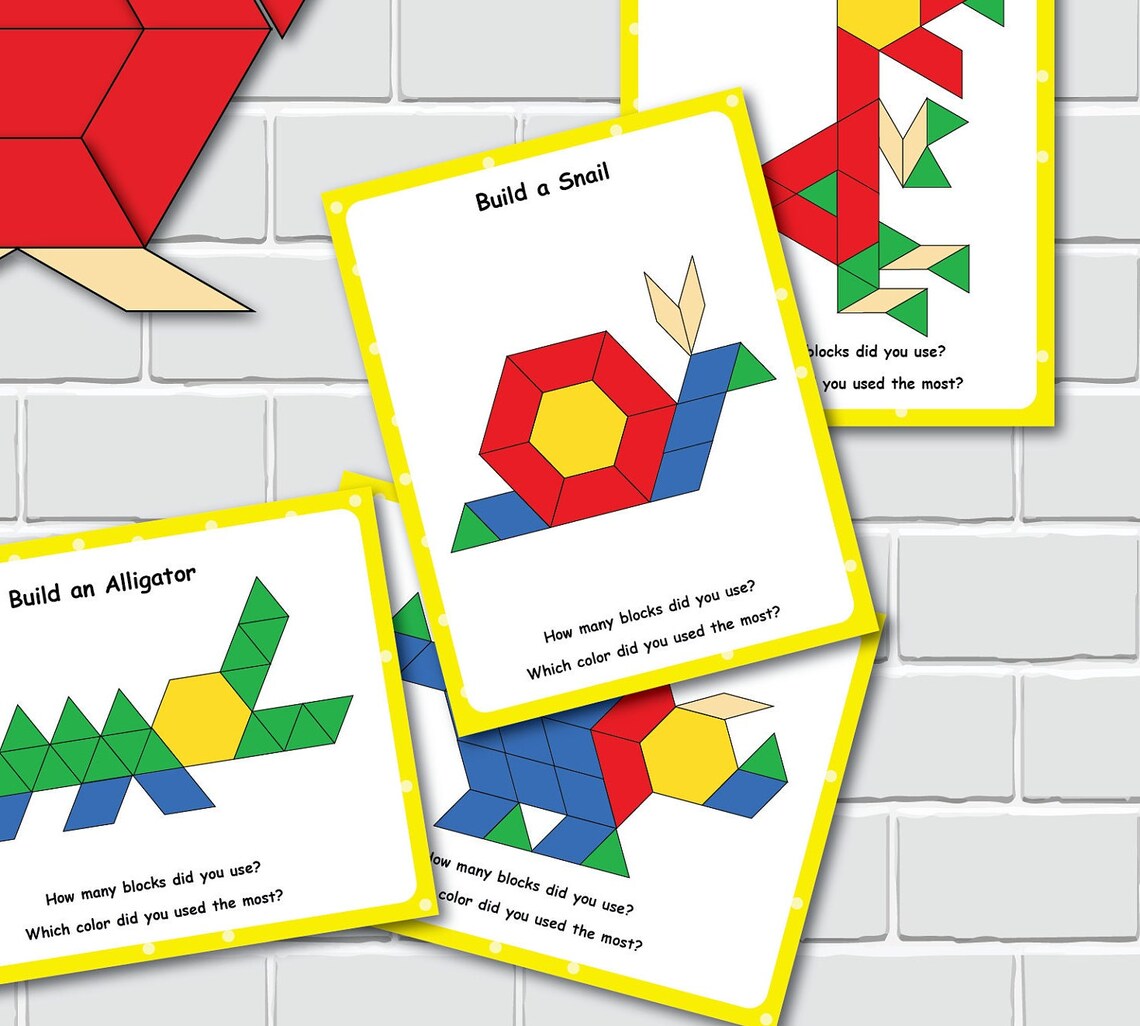 Pattern Block Templates, STEM Challenge Cards for Preschool and ...