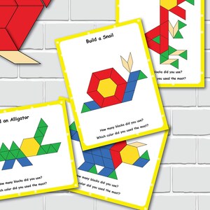 Pattern Block Templates, STEM Challenge Cards for Preschool and ...