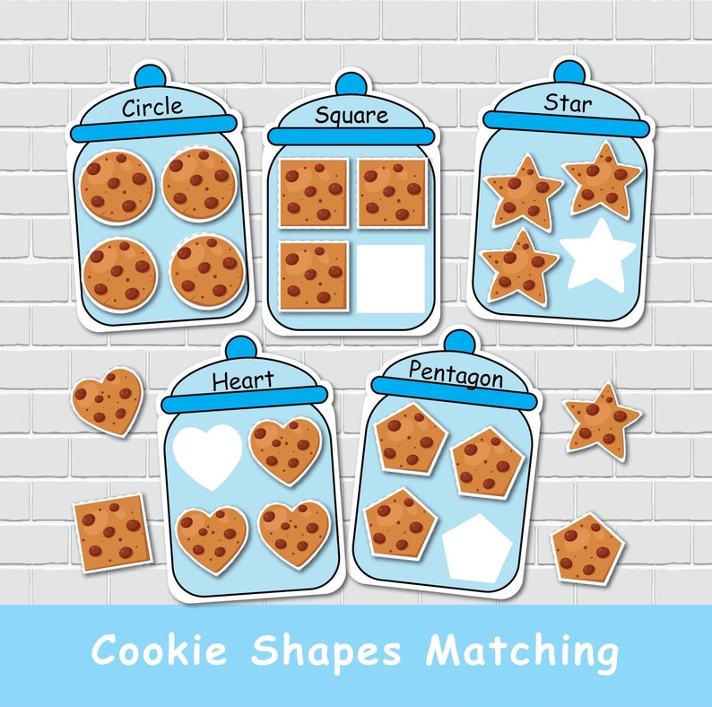 Cookie Jar Shapes Matching Game, Preschool Learning (digital Download ...
