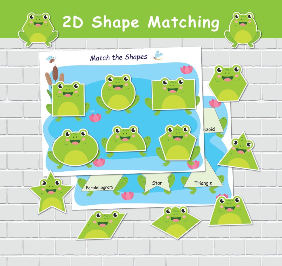 Frog Shape Matching Activity, 2D Shapes, Spring Learning Binder ...