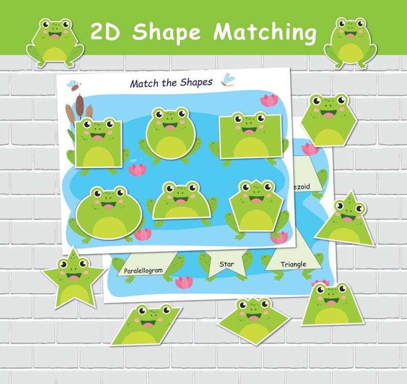 Frog Shape Matching Activity, 2D Shapes, Spring Learning Binder ...
