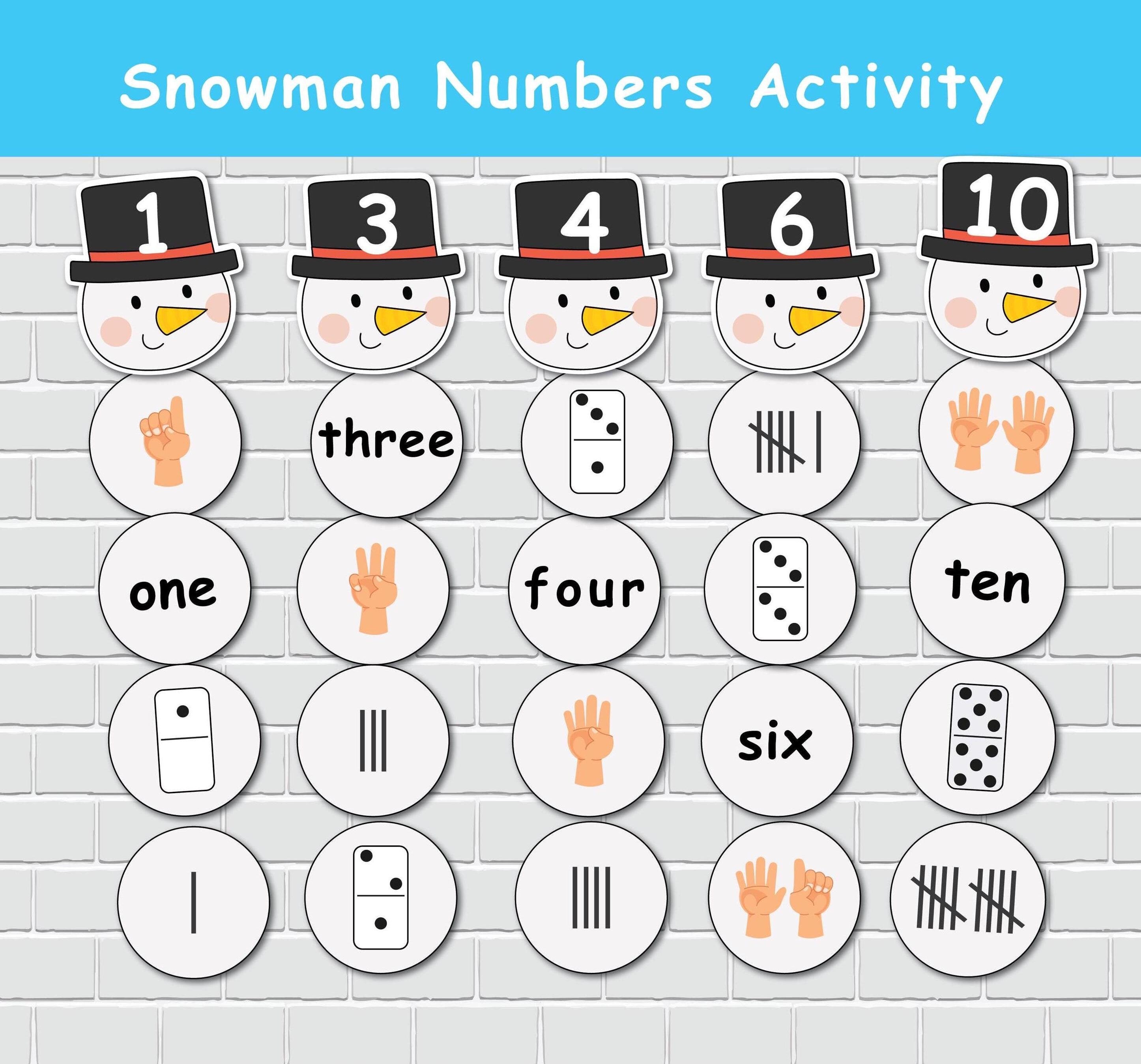 Snowman Number Matching Game, Winter Busy Book, Toddler Activity ...