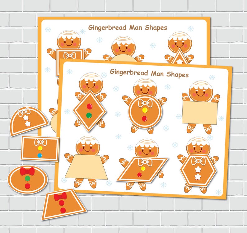 Gingerbread Man Shape Matching Game, 2D Shapes, Christmas Activity ...