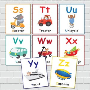 Alphabet Flashcards, Transportation Theme, ABC Printable Flash Cards ...