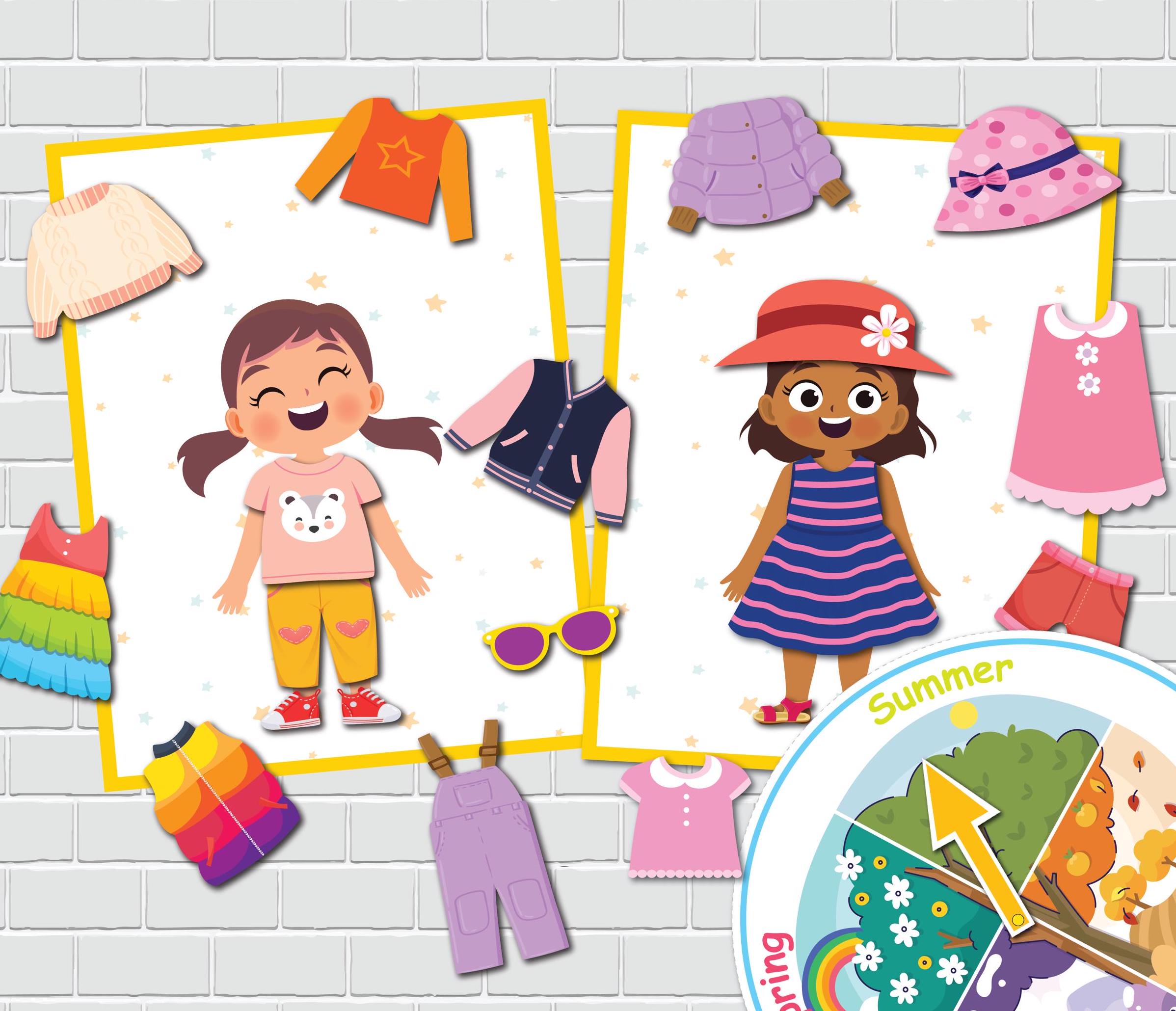 Dress up Printable Activity Four Seasons File Folder Games Toddler ...