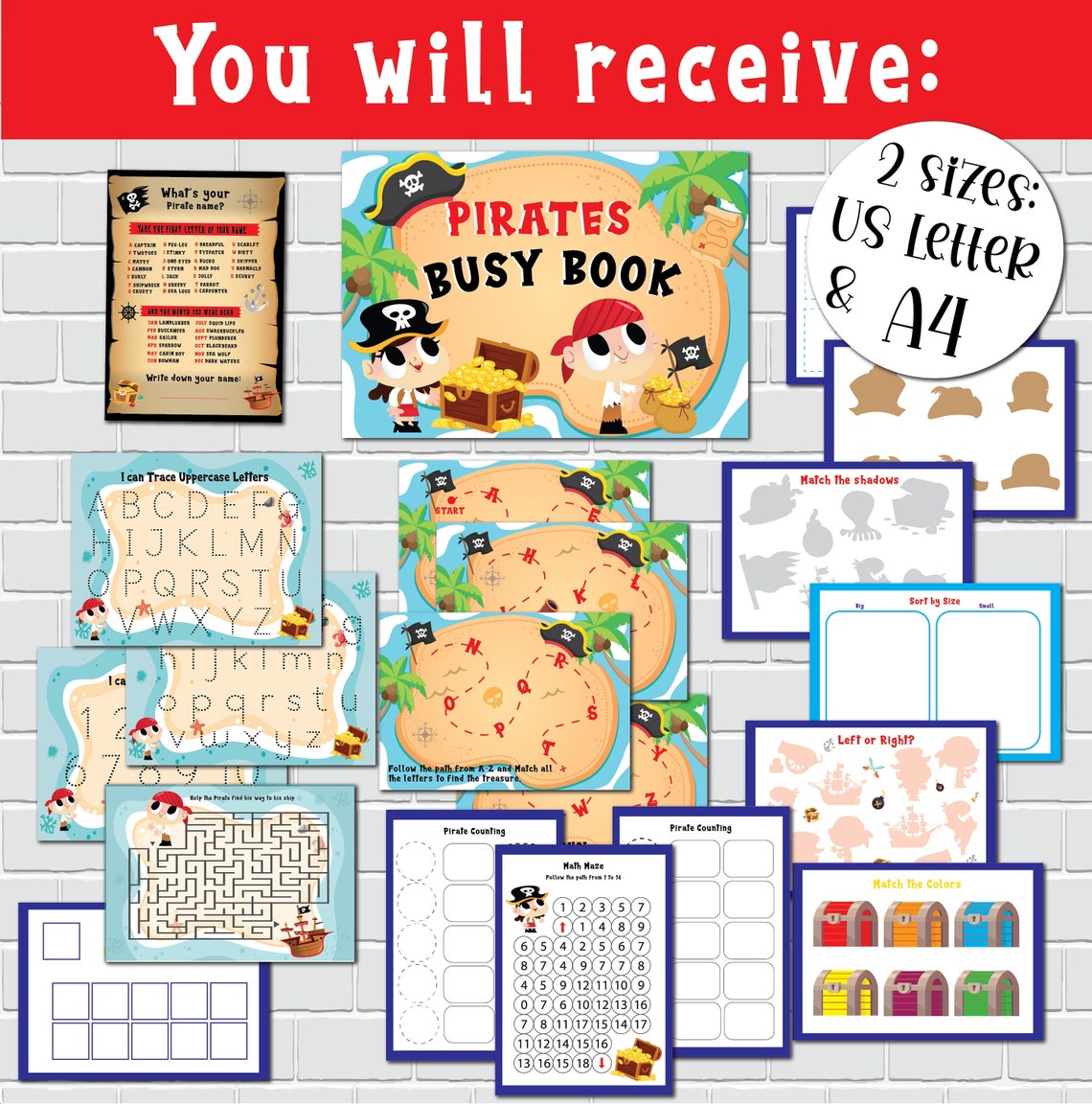 Pirates Busy Book Preschool Learning Binder Toddler Quiet Book ...