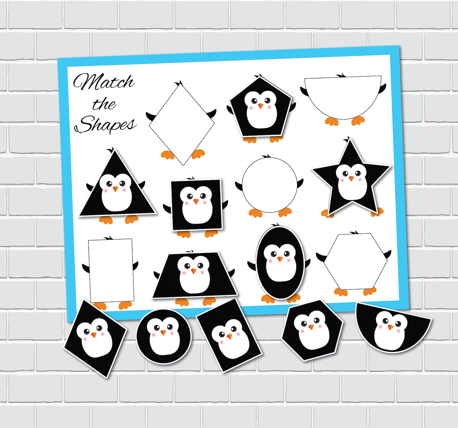 Penguin Shape Matching Activity, 2D Shapes, Winter Busy Book Page, File ...