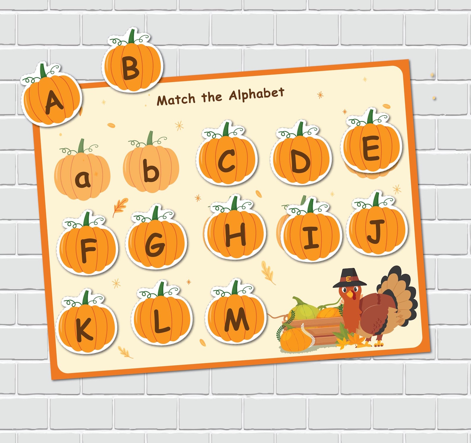 Pumpkin Alphabet Matching Activity, Fall Busy Book Page, Learning ...