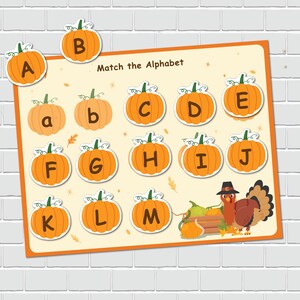 Pumpkin Alphabet Matching Activity, Fall Busy Book Page, Learning ...