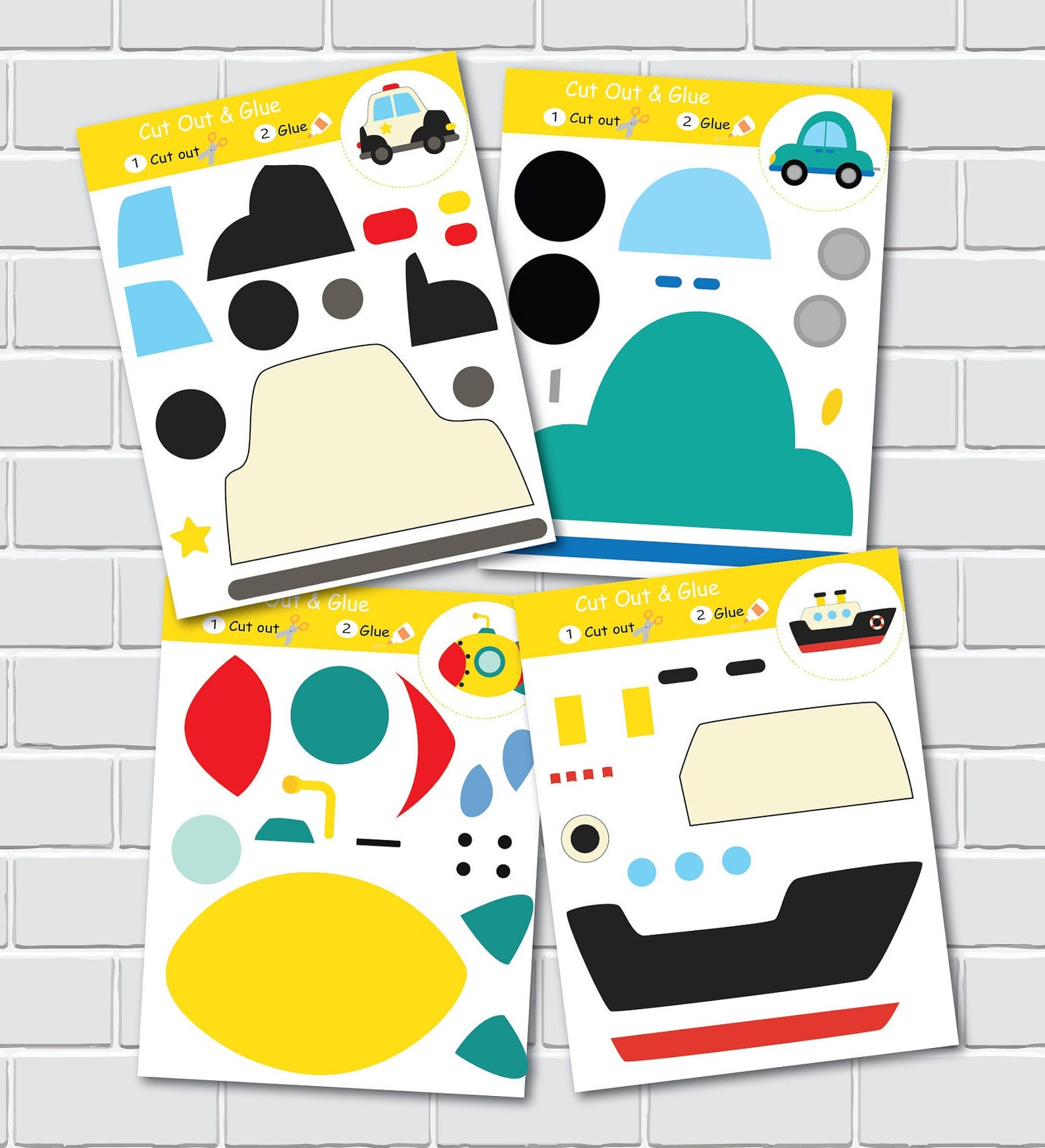 Cut Out and Glue. Transportation Theme Scissors Practice for Kids ...