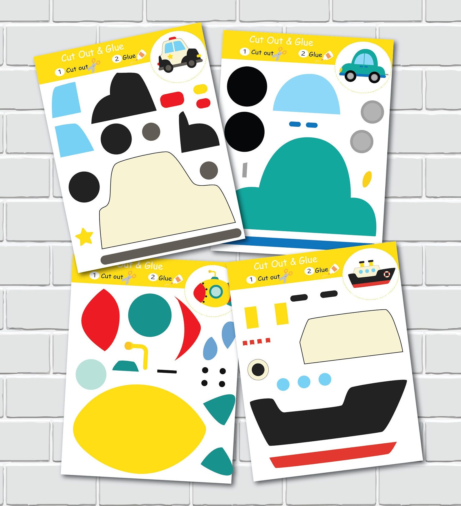 Cut Out and Glue. Transportation Theme Scissors Practice for Kids ...