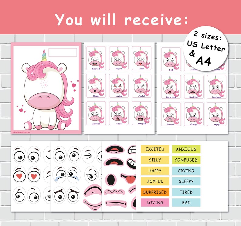 Emotions and Feelings Matching Game Unicorn Theme Activity - Etsy