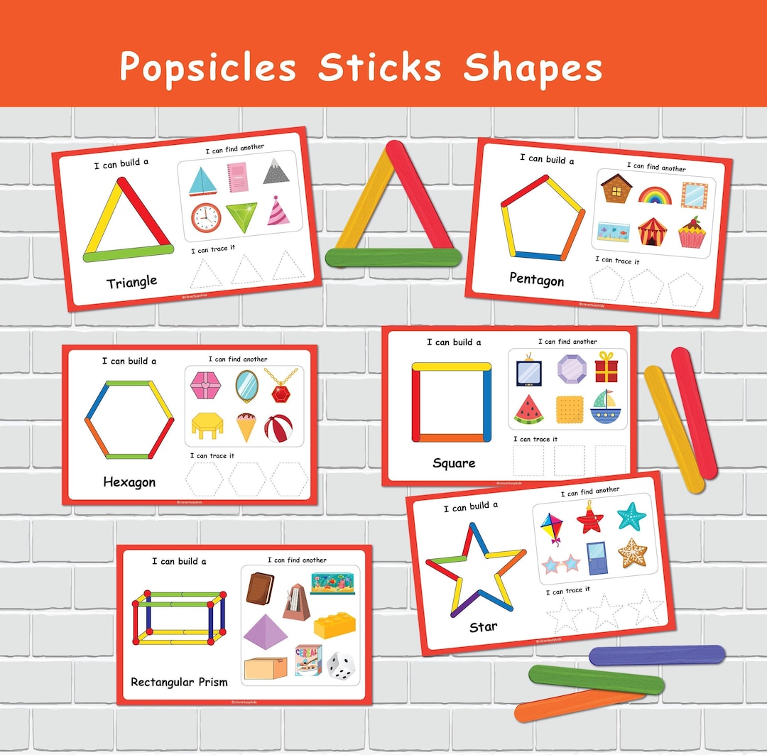 Popsicle Sticks Shapes Activity for Preschool and Kindergarten, Fine ...