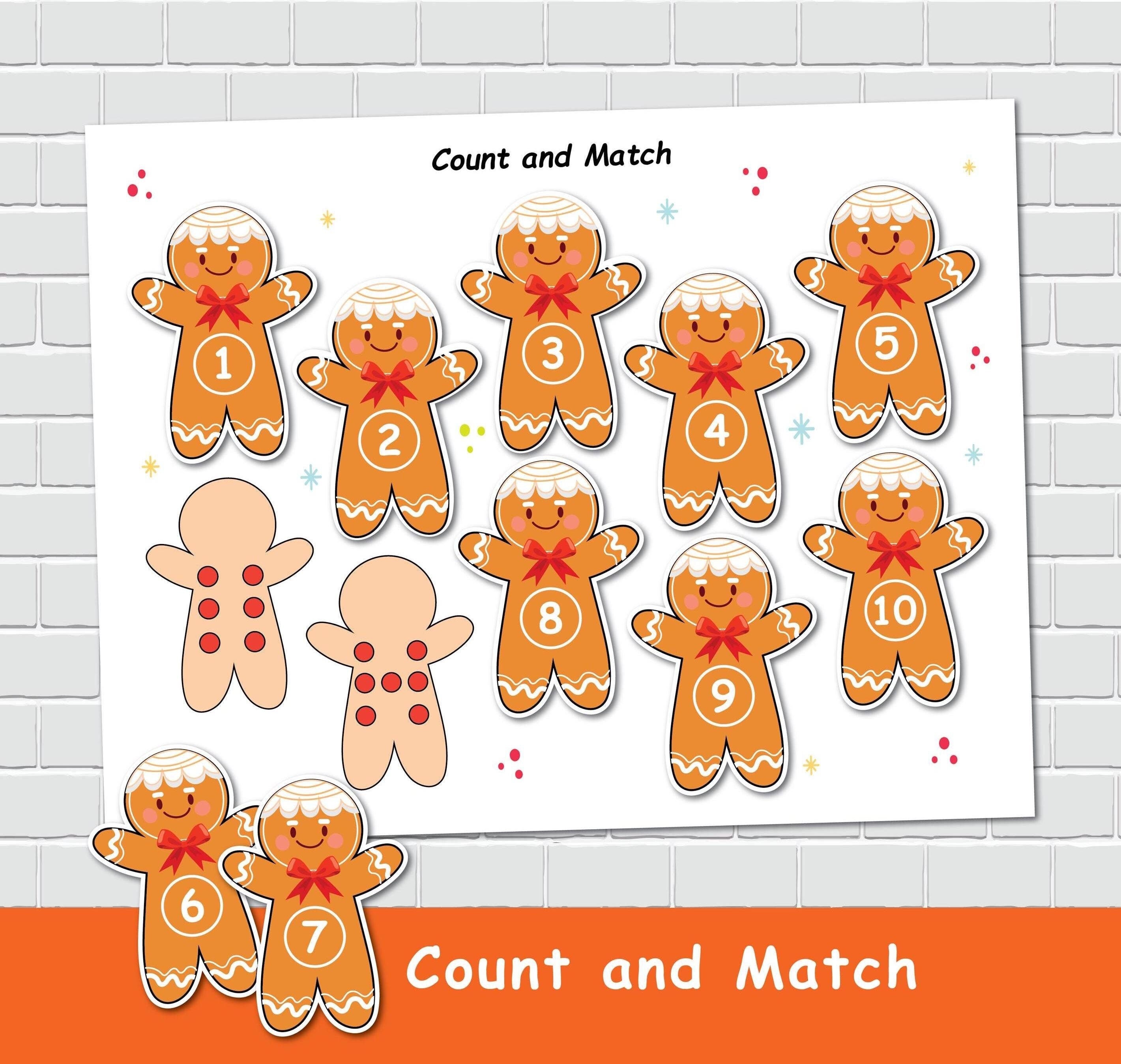 Gingerbread Man Counting Game, Christmas Printable, Math Activity ...