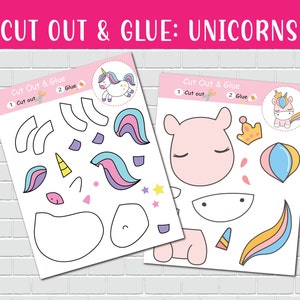 Unicorns Cut Out and Glue Craft for Kids. Scissors Skills Activity for ...