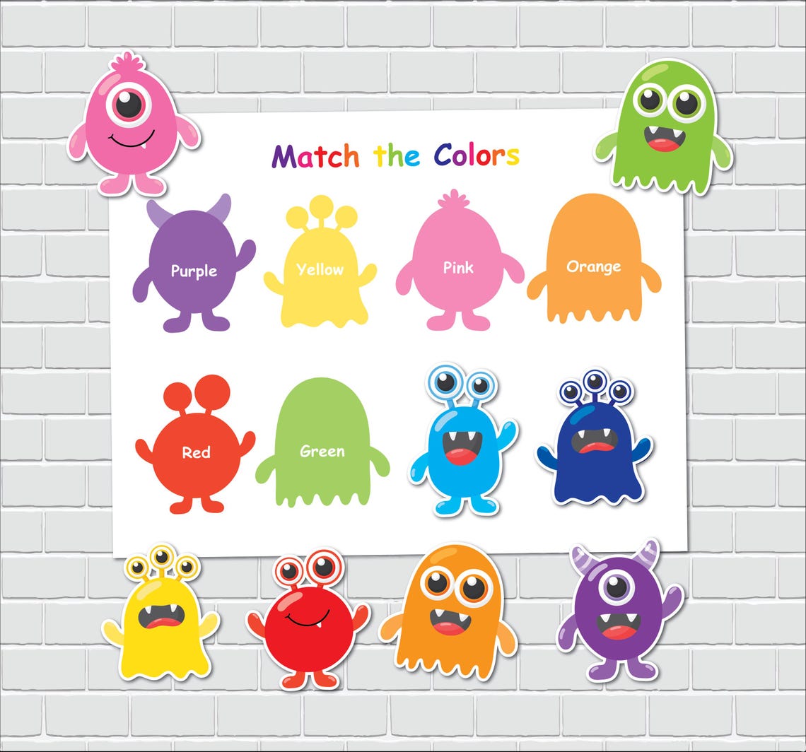 Monsters Color Matching Activity for Kids, Toddler Color Printables - Etsy