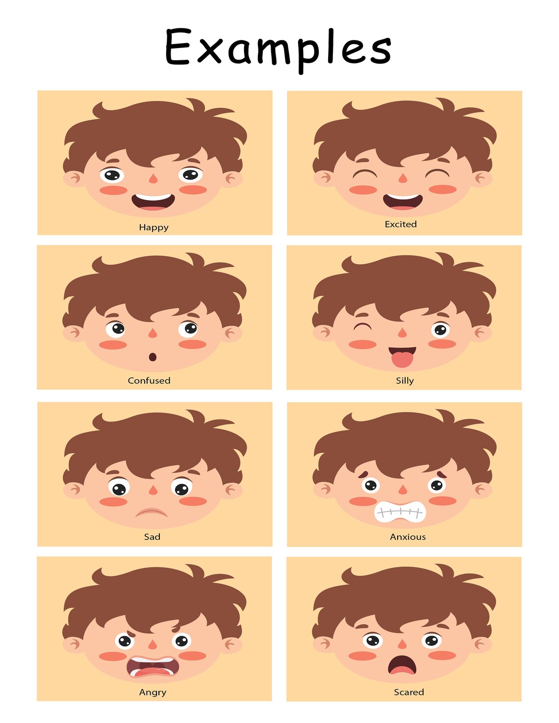 Boys Emotions Activity Kids Feelings Matching Game - Etsy